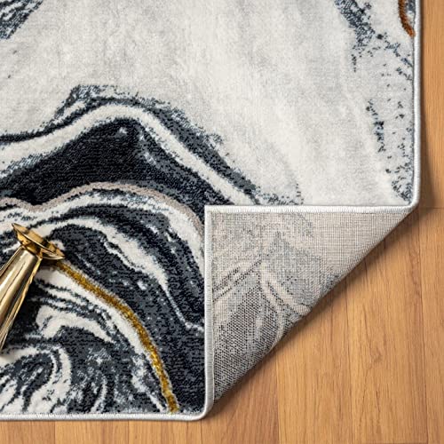 LUXE WEAVERS Francesca Collection 2180 Blue 5x7 Marble Abstract Area Rug