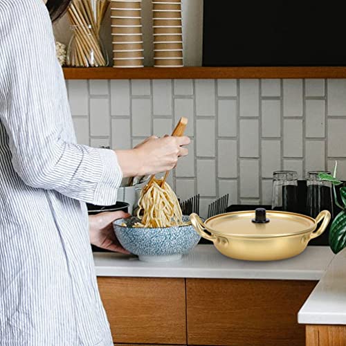 Luxshiny Korean Ramen Cooking Pot Ramen Cooking Pot with Lid Korean Ramen Pot Fast Heating Pot Alluminum Noodles Pot with Handles Kitchen Cookware for Soup Pasta Stew 20cm