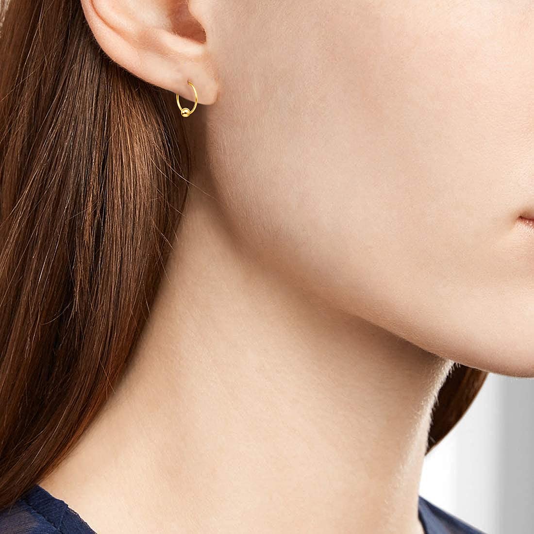 FANCIME 18K Yellow Solid Gold Hoop Earrings Minimalist 3mm Bead Ball Endless Extra Small Mini Sleeper Hoop Earrings Fine Jewelry Gifts for Her Women,11mm Diameter