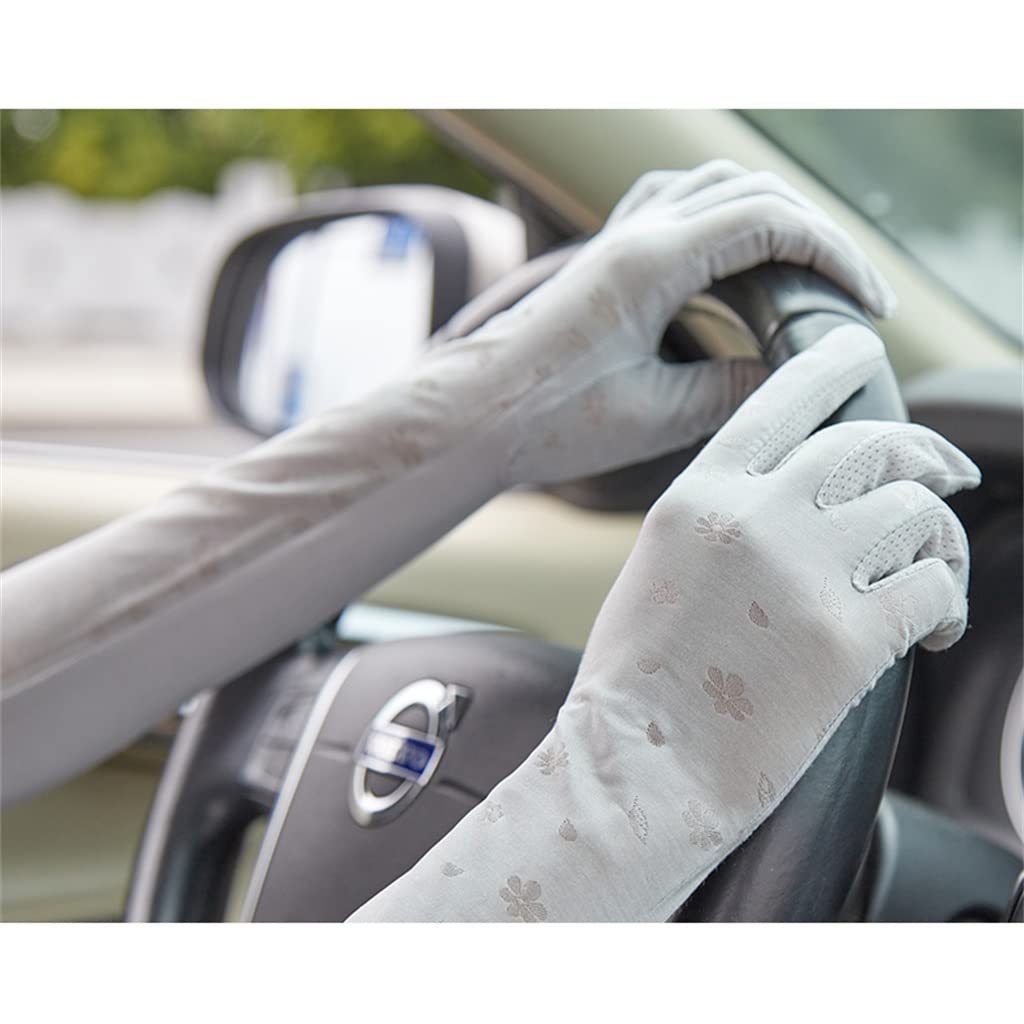 Driving Mid-Length Gloves Thin Section Arm Guard Sleeves Shading Ice Silk Sleeves Summer Women (Color : B, Size : 57 * 11cm)