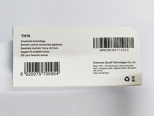 Sonoff TH16 Temperature and Humidity Monitoring WiFi Smart Switch for DIY Smart Home,Compatible with Alexa(16A)