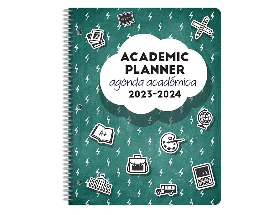 Dated Bilingual Middle High School Student Planner for the 2023-2024 Academic School Year, Large (8.5" by 11") Matrix Style Datebook with Classic Bilingual Middle Matrix Cover