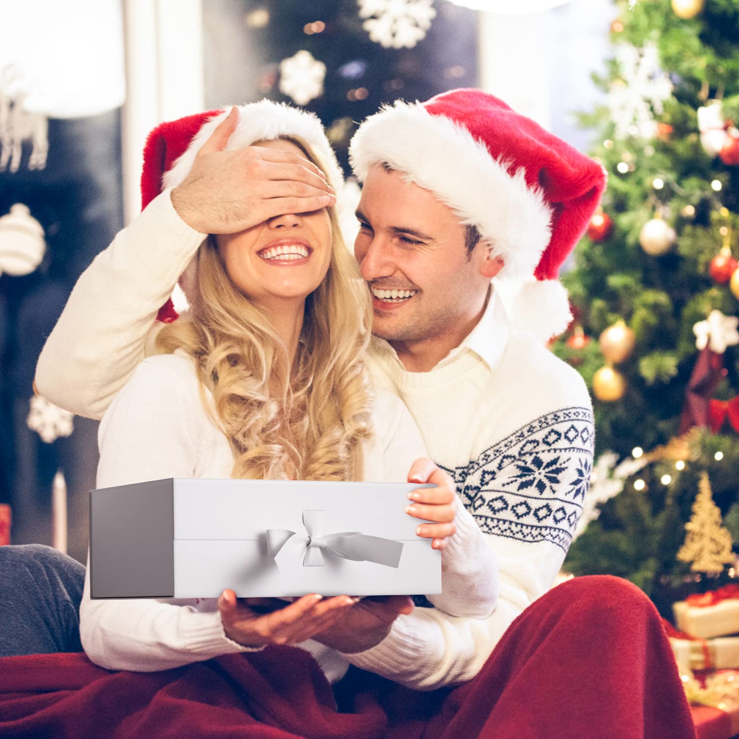 GIFTHOPE Premium White Gift Boxes for Presents,Collapsible Groomsmen Proposal Box with Lids,10.2 * 7.5 * 2.95 Inchs Magnetic Gift Box for Wrapping Gifts,Wedding,Christmas,Birthday Gift Packing