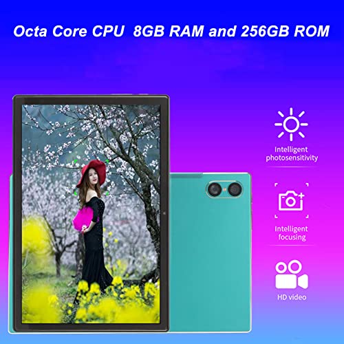DAUERHAFT 10 Inch Tablet, 8 Core CPU Tablet PC, 8GB 256GB Tablet, IPS Screen HD Tablet, 4G LTE 5G WiFi Tablet, 7000mAh, Fast Charging Support Calling Tablet for Android 12 with Dual Camera(Green)