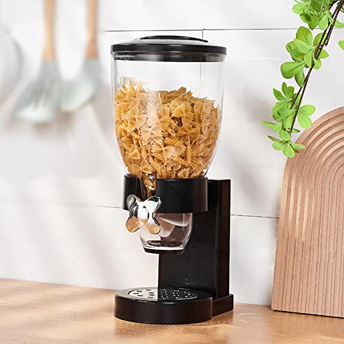 Qulable Dry Food Dispenser, Grain Storage Bin, 3.5L Oat Dispenser Countertop, Candy Dispenser, Dispense with controlled amount for Rice Beans Cereal Nuts Snack breakfast(black)