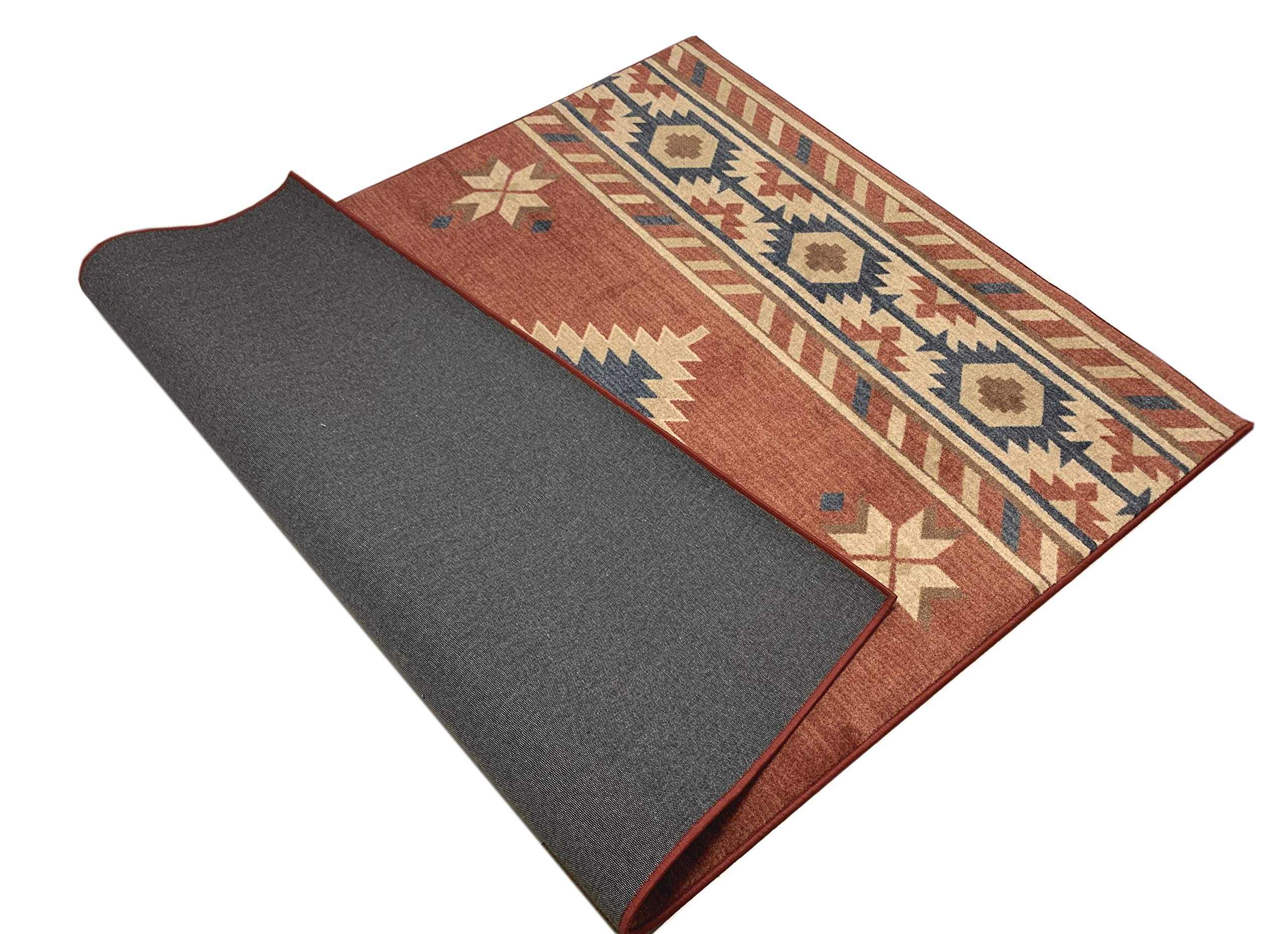 Nevita Collection Southwestern Native American Design Area Rug Southwest Design Rugs Geometric South West Pattern (Orange (Terra) Blue Beige Red, 5'3" x 7'1")