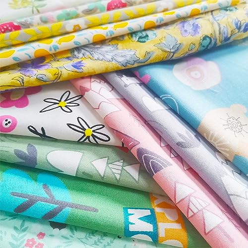Quilting Fabric, QiMicody 56pcs 100% Cotton 9.8β x 9.8β(25cm x 25cm) Fat Quarters Fabric Bundles, Pre-Cut Squares Sheets for Patchwork Sewing Quilting Crafting, No Repeat Patterns