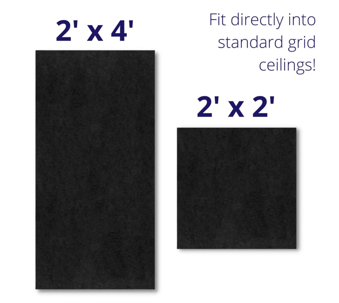 Soundsulate Sound Absorbing Acoustical Drop Ceiling Tiles, Black, 24" x 48" x 1"
