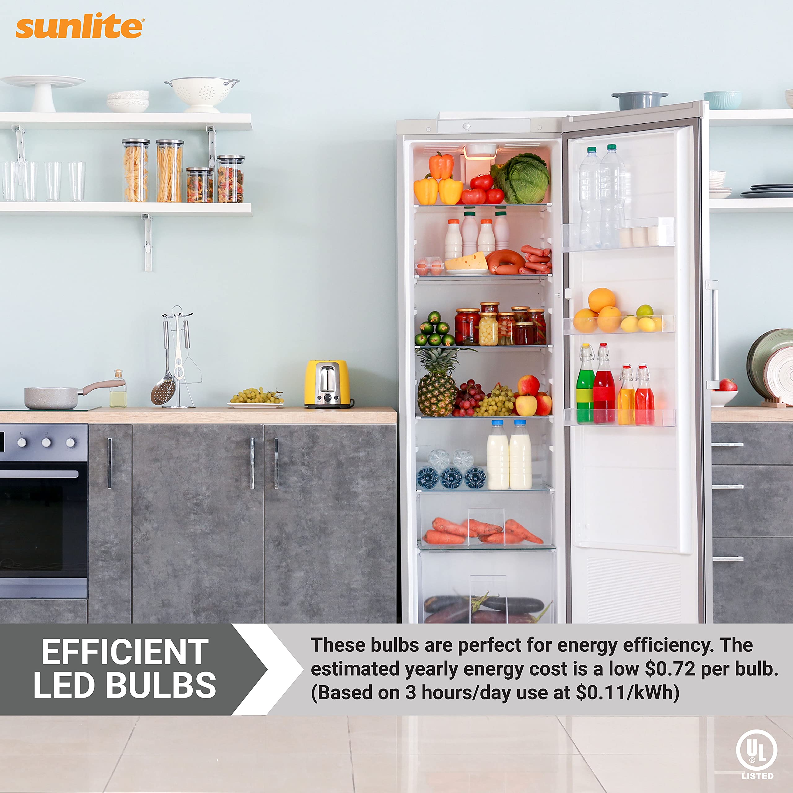 Sunlite 45162 LED A15 Appliance Clear Light Bulb, 6 Watts (40W Equivalent), 450 Lumens, Medium Base (E26), 90 CRI, Dimmable, ETL Listed, Ceiling Fan, Title-20 Compliant, 3000K Warm White, 6 Count