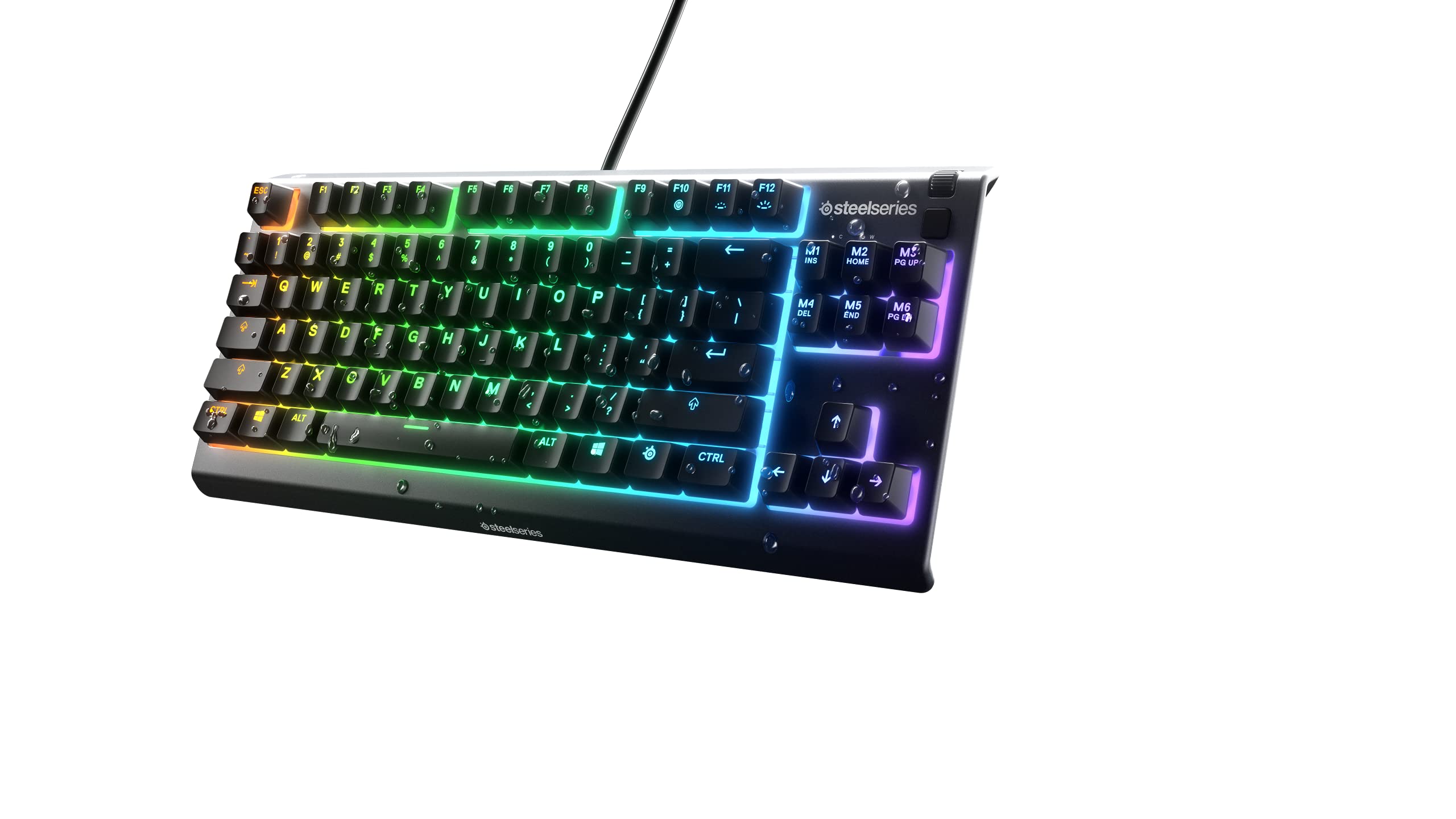 SteelSeries Apex 3 TKL RGB Gaming Keyboard – Tenkeyless Compact Form Factor - 8-Zone RGB Illumination – IP32 Water & Dust Resistant – Whisper Quiet Gaming Switch – Gaming Grade Anti-Ghosting (Renewed)
