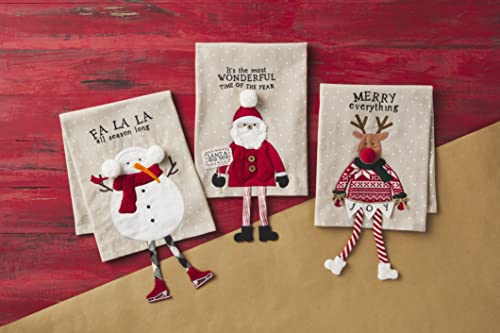 Mud Pie Reindeer Christmas Dangle Leg Towel, 26" x 16 1/2", Small