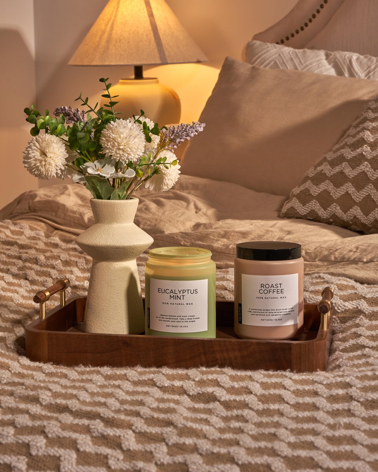 M&SENSE Eucalyptus & Mint Candles for Home Scented, 19.4oz 110 Hours Burn Soy Aromatherapy Candle Gift for Stress Relief, Meditation, Yoga, Relaxing SPA, Natural Jar Candles for Men and Women