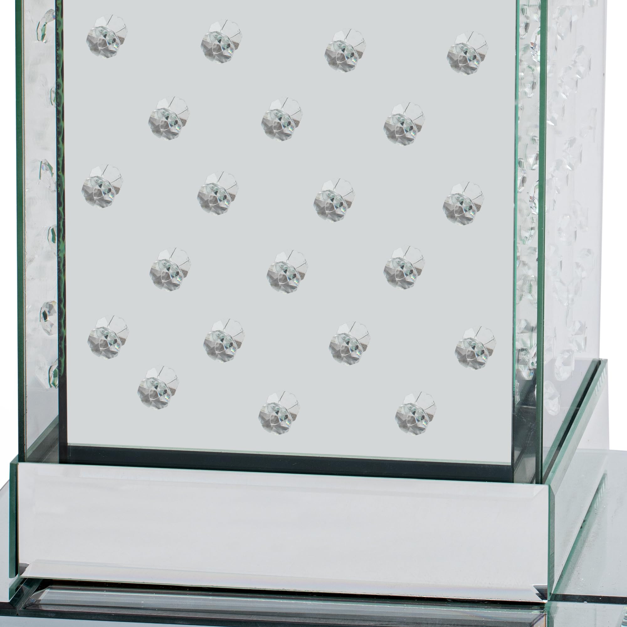 LUMISOL Mirrored Square End Table with LED Lights, Silver End Table with Crushed Diamond, Mirror Silver Side Table for Living Room Small Space, No Assembly Required, Silver