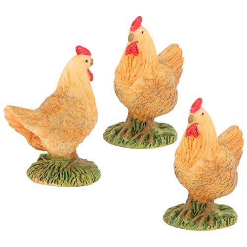 IMIKEYA Resin Hen Ornaments Lifelike Chicken Statues 3pcs Toy Chicken Ornaments Duck Resin Micro Scene Self Made Hen Figurines Chicken Figure Toy