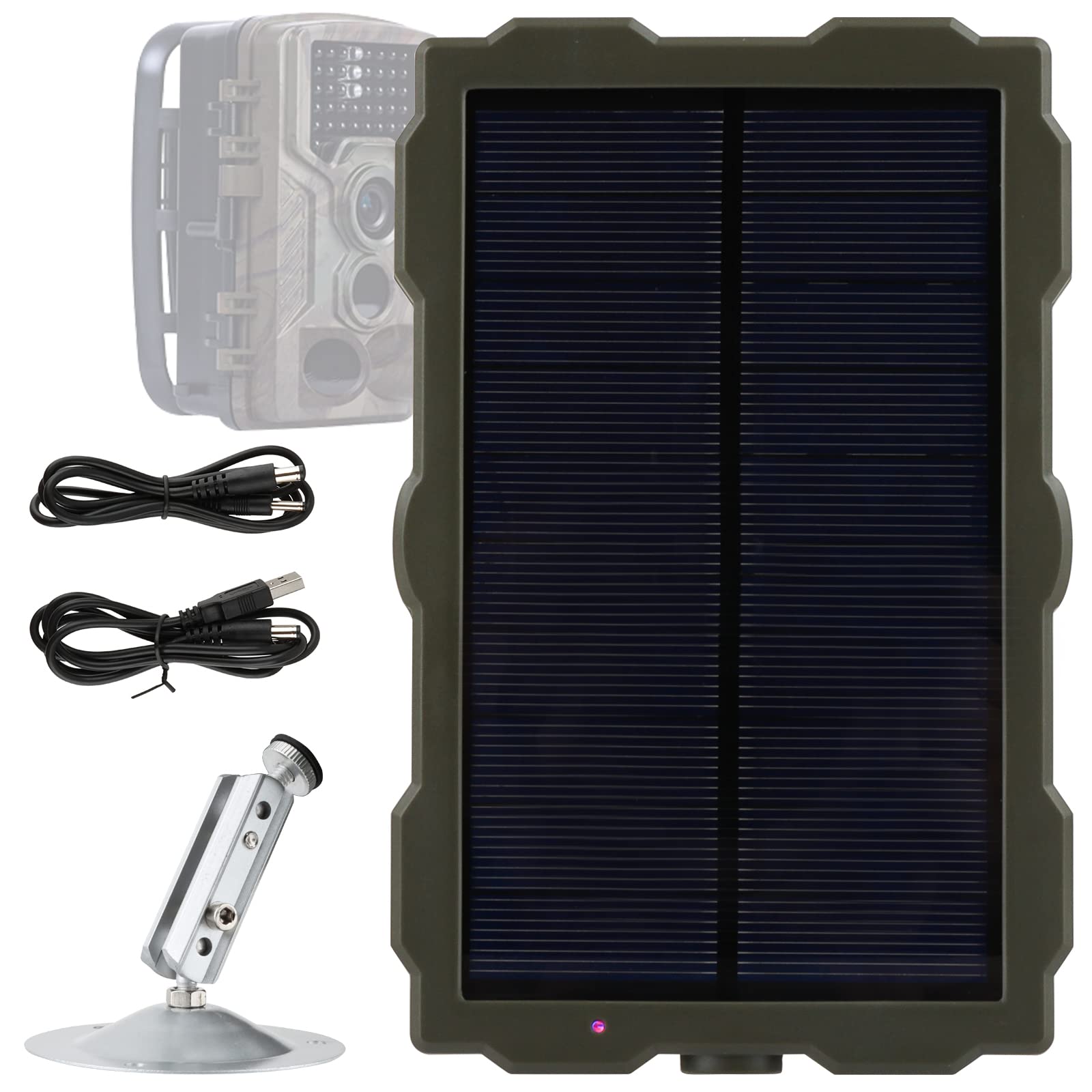 FOCUHUNER Trail Camera Solar Panel, Solar Battery Charger Kit 6V/1.5A with Build-in 1700mAH Rechargeable Lithium Battery IP66 Waterproof Hunting Accessory, Solar Panel for Trail Camera(3.5MM*1.35MM)