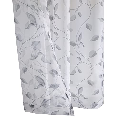 LOFT LIVING Tandem Leaf Indoor/Outdoor Grommet Curtain Panel 54" x 84" in Grey