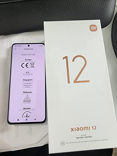 Xiaomi 12 5G + 4G LTE 256GB + 8GB Snapdragon® 8 Gen 1 Global Unlocked 50MP Pro Grade Camera (Not for Verizon Boost At&T Cricket Straight) + (w/Fast Car Charger Bundle) (Gray)