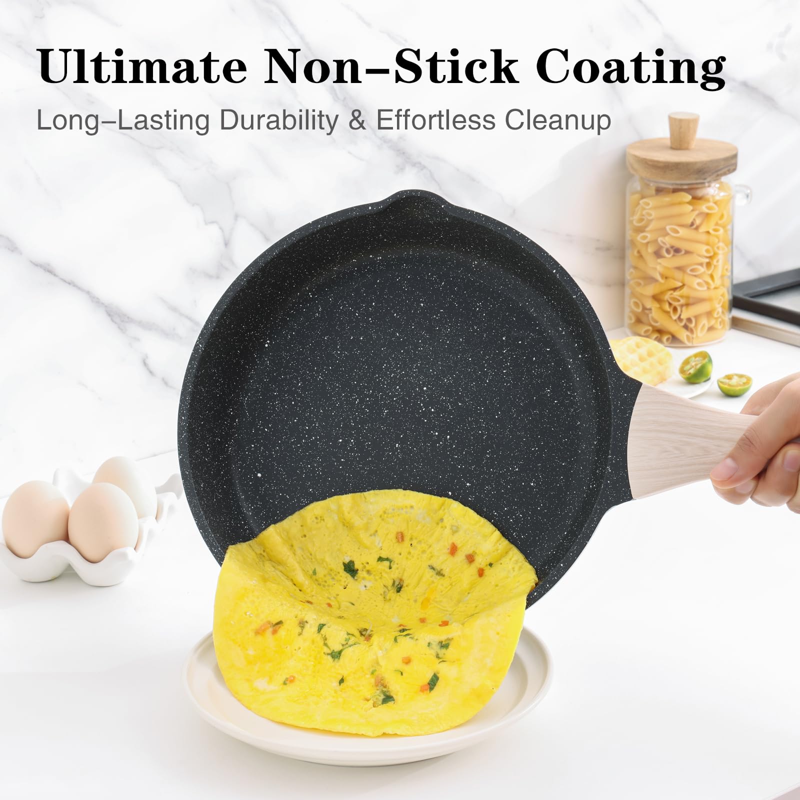 Kordisen Nonstick Frying Pan Skillet, 8 Inch Small Cooking Pan, Egg Pan Omelet Pan, Healthy Non Toxic Chef's Pan, Induction Compatible Cookware, PFOA Free