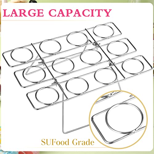Sawysine Cupcake Cones Baking Rack 2 Pcs Stainless Steel Ice Cream Cone Cupcakes Holder 12 Cavity Stand Display Racks Stands for Home Kitchen Cooking, Silver