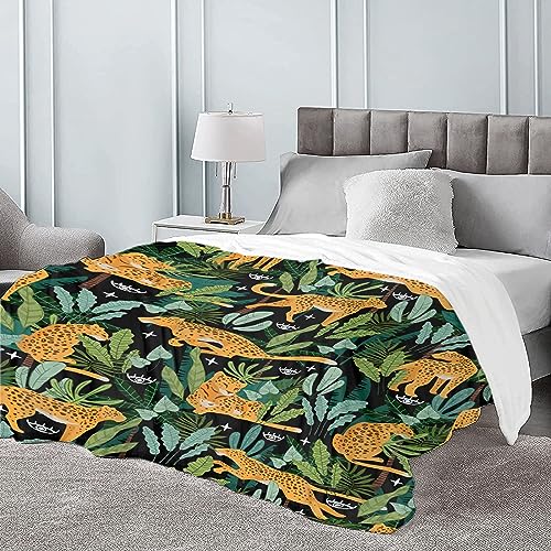 Jungle Leopards Blanket Throw Blankets Gift for Women Men Soft Flannel Cozy Comfy Funny Vegetable for Couch Sofa Bed Office Camping (40"X30") XSmall Size for Toddler