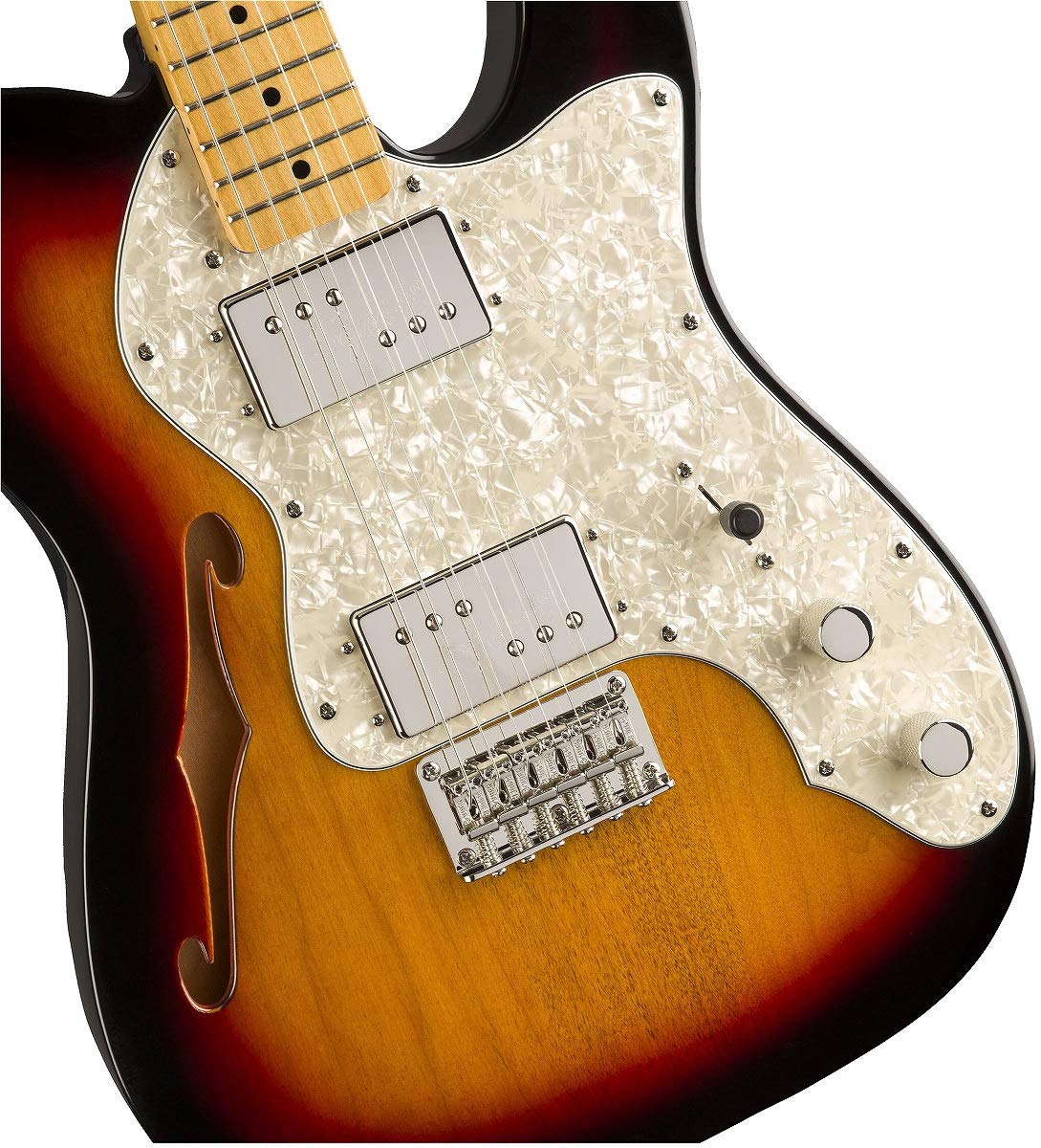 Squier Classic Vibe 70s Thinline Telecaster Electric Guitar, with 2-Year Warranty, 3-Color Sunburst, Maple Fingerboard
