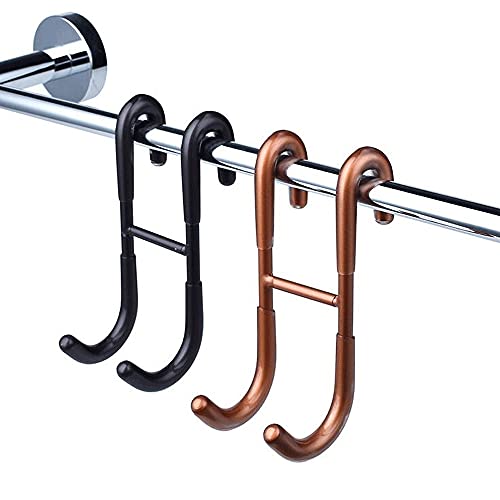 GOOFFY Door Metal Hooks for Hanging 2 Pieces of Plastic-Dipped S Hook, Multi-Purpose Double Hook, Free Perforated Glass Door Back Hook, School Bag Hook Hanger