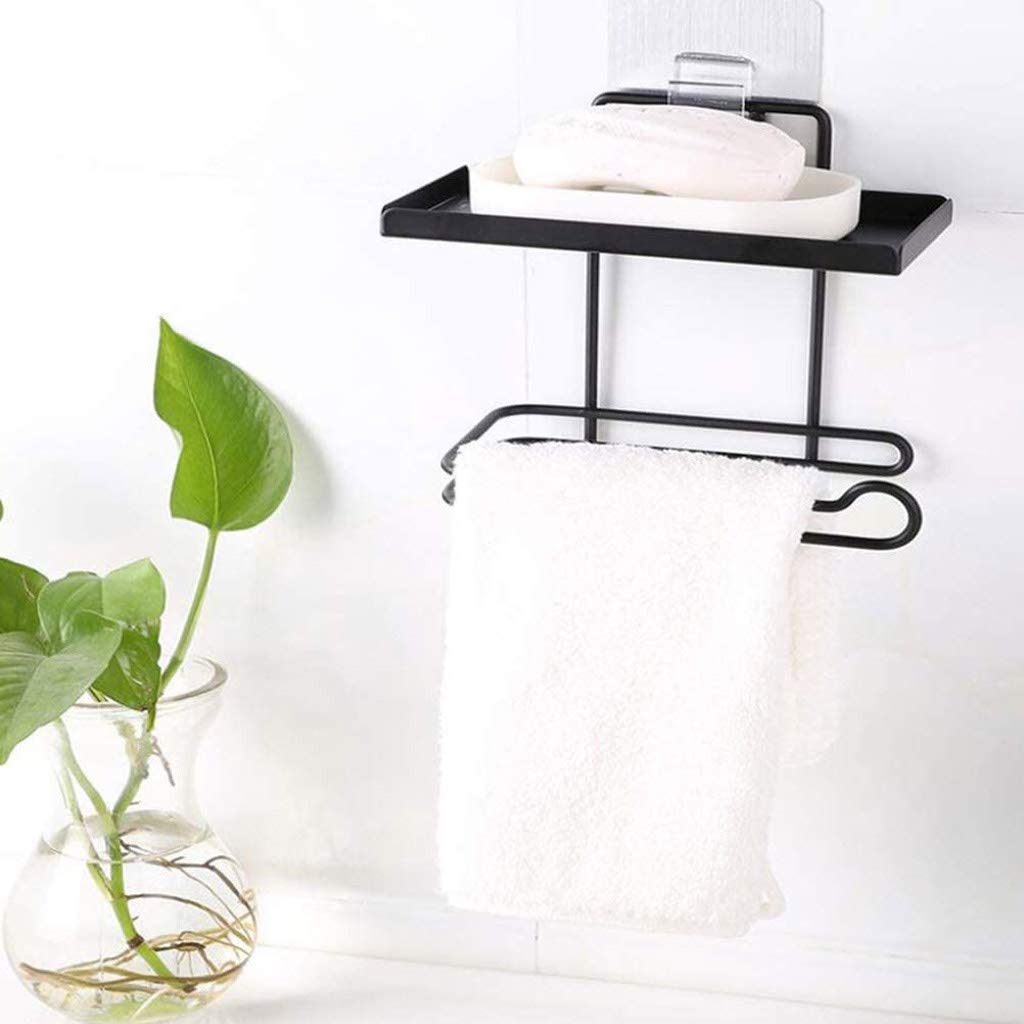 HZH Simple Wrought Iron Bathroom Shelf, Double Partition Clapboard Roll Shelf, Kitchen Utensils Storage Rack