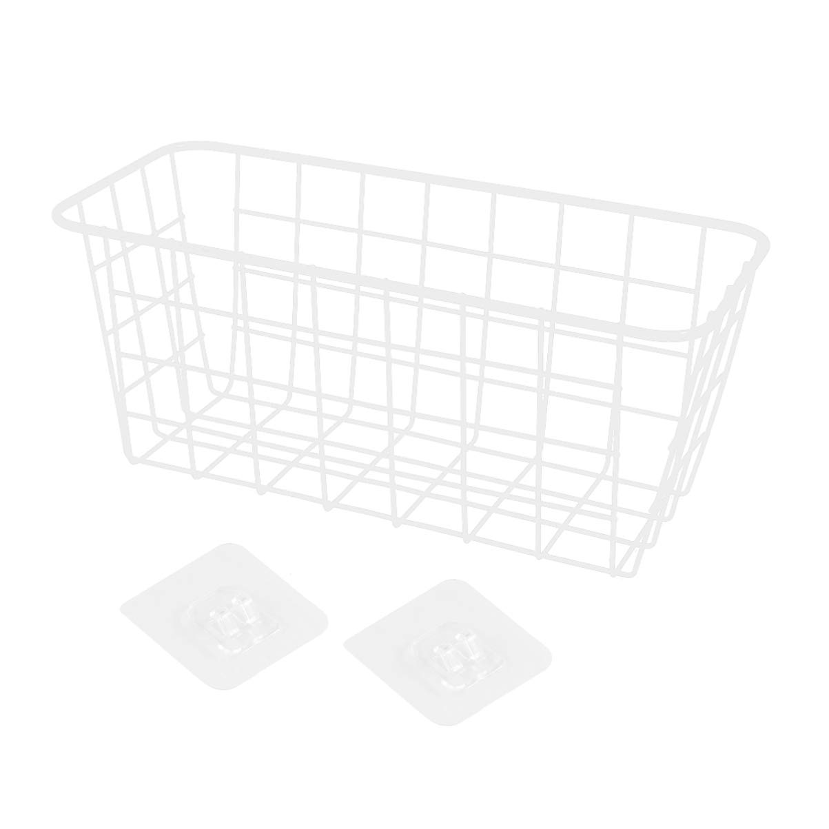 Hemoton Wire Storage Basket Metal Hanging Basket Door Baskets Organizer Black Hanging Shelves Cabinet Storage Basket Wire Baskets Organizing Black Baskets White Barbed Wire Wall-mounted