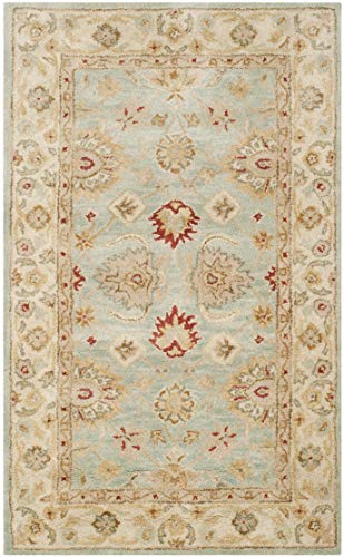 SAFAVIEH Antiquity Collection 3' x 5' Grey Blue / Beige AT822A Handmade Traditional Oriental Premium Wool Area Rug