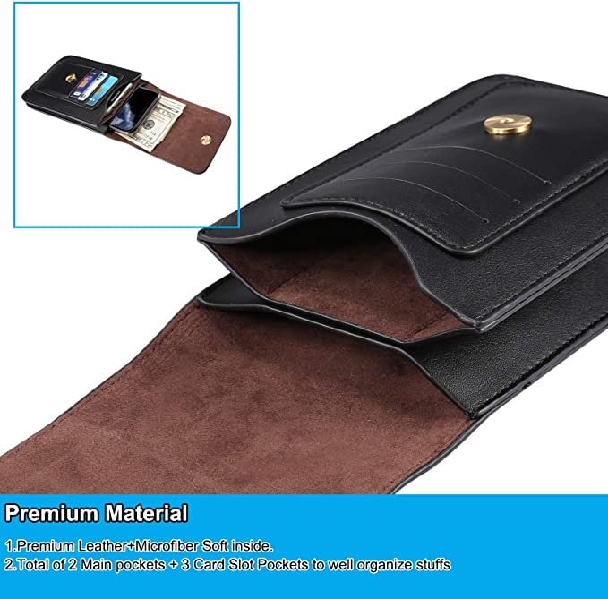 Vihhad Phone Holster for Samsung Galaxy S23 Ultra S23 S23 Plus A13 A32 A53 5G A03S A12 A04S Note 20 Ultra iPhone 13 Pro Max 12 11 G 5G 2022 Leather Belt Loop Holsters Pouch Card Holder Case