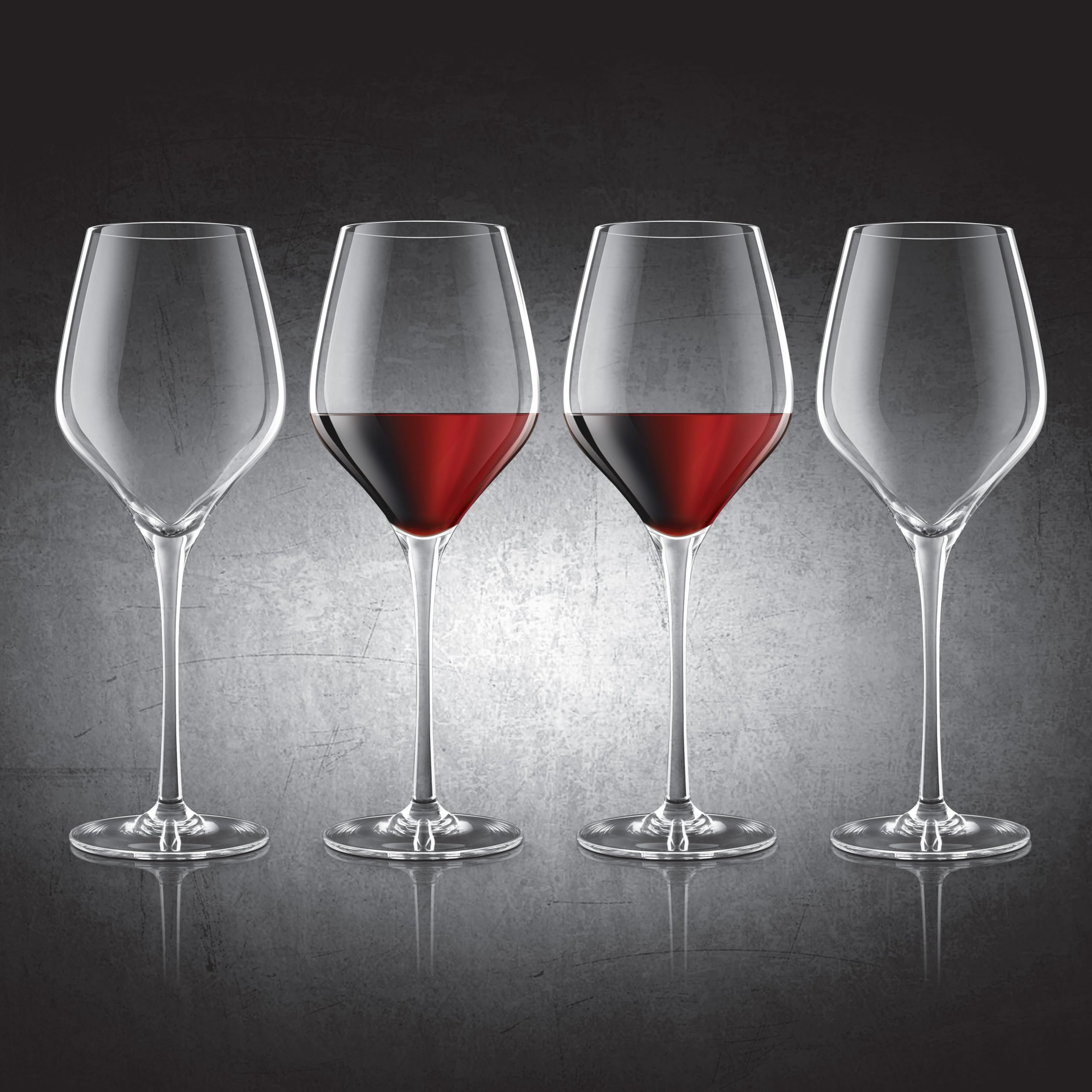 Final Touch Red Wine Glasses - Set of 4 Lead-Free Crystal - DuraShield Titanium Reinforced โ Handcrafted (LFG1114)