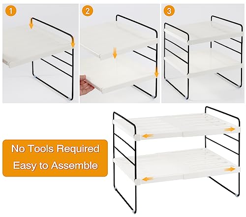 JUPELI Foil and Plastic Wrap Organizer, Expandable Kitchen Pantry Storage, Height Adjustable Cabinet Organizers and Storage, Storage Rack for Kitchen Organization, Aluminum Foil -3 Tier 9.8" to 15.6"L
