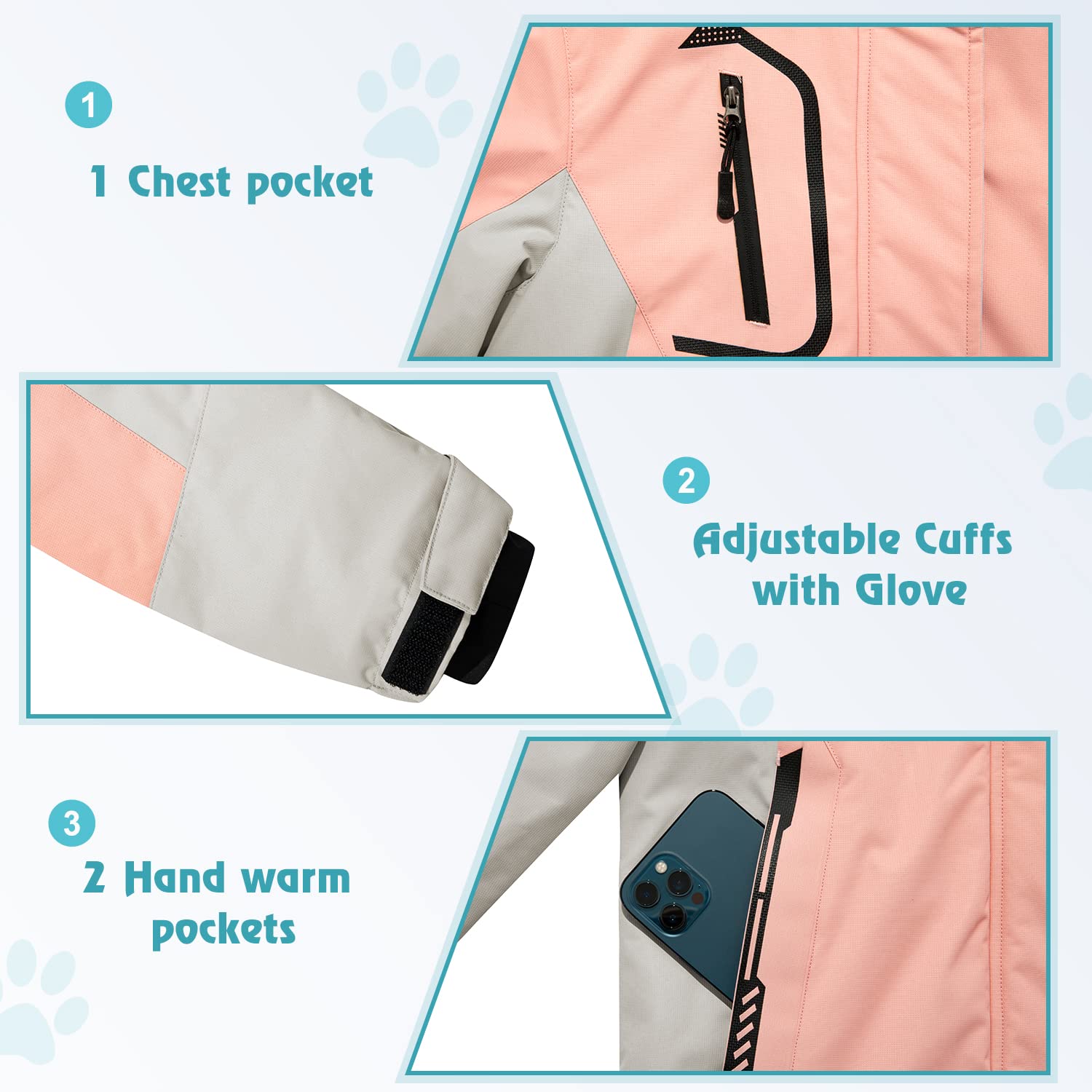 FARVALUE Girls Waterproof Ski Jacket Windproof Winter Coat Warm Snow Coat Outdoor Raincoats with Removable Hood Pink 10-12
