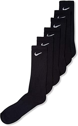 Nike Everyday Plus Cotton Cushioned Crew Socks (6 Pair) (Black, Large)