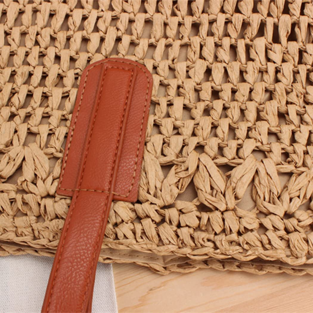 FAIRYSAN Summer Straw Shoulder Bag Women Large Straw Bags Weave Handmade Handle Tote Bag Brown
