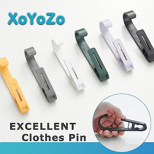 XoYoZo Laundry Hooks with Clips Hanger Closet Organizer Clamps Socks Boot Bras Towels for Bathroom Wardrobe Kitchen Office 4Pcs (Black)