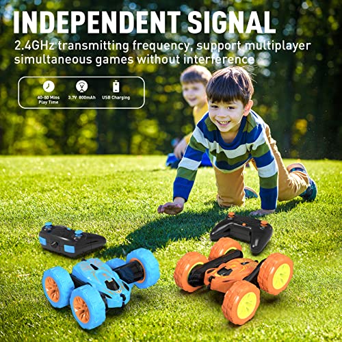 Remote Control Car, Lotmey RC Cars with Double Sided 360° Flips, RC Stunt Car with USB Charging Without Removing The Battery, 4WD Off Road Remote Control Car for Boys 4-7,8-12