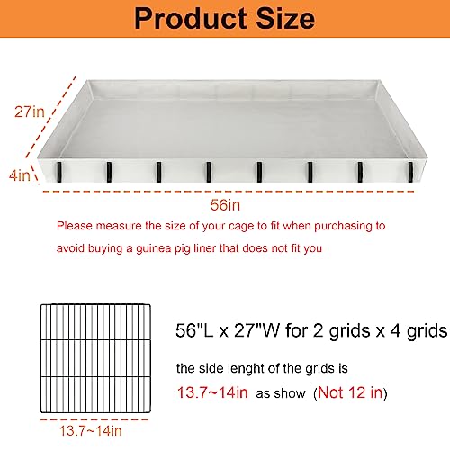 Lonepetu Waterproof Guinea Pig Cage Tarp Bottom for C & C Grids Habitat, 56β*27β Washable Guinea Pig Cage Liner Base for Rabbits Hamsters Hedgehogs Ferrets Small Pets (No Cage)