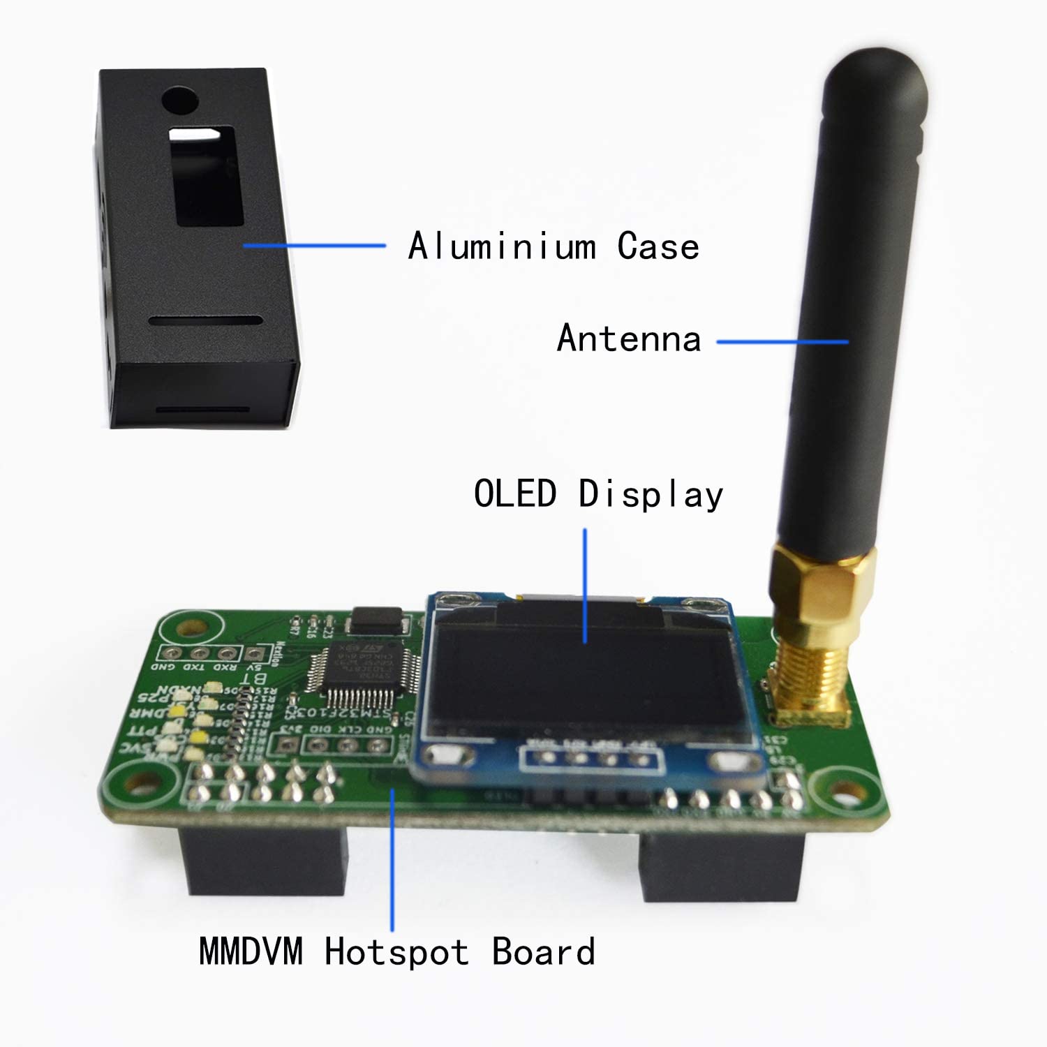 GOOZEEZOO MMDVM Hotspot Board (V1.5.2) + Antenna + OLED Display Aluminium Case Support UHF C4FM YSF NXDN DSTAR P25 DMR Fully Assembled and Tested (Raspberry pi not Included)