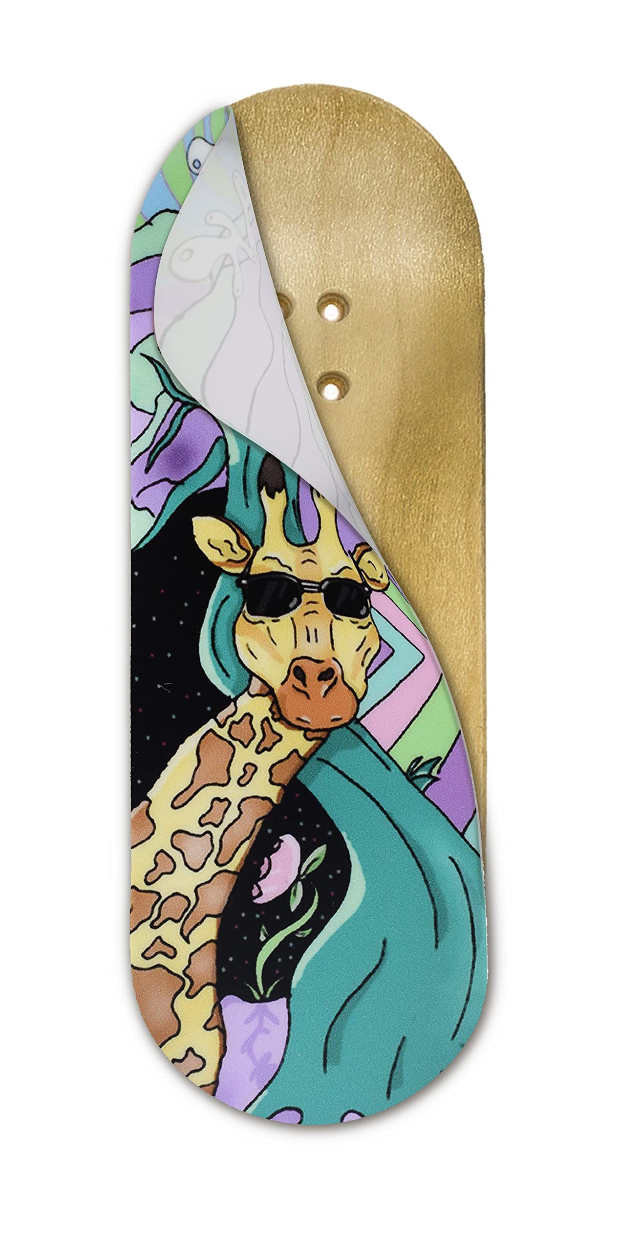 Teak Tuning Fingerboard Deck Graphic, Graffiti Giraffe - Adhesive Graphics to Customize Your 35mm Fingerboard Deck - 110mm Long, 35mm Wide, 0.2mm Thick - Waterproof Vinyl - Includes Mini File