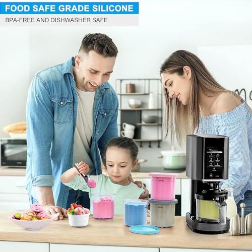 Creami Containers, for Ninja Creami Ice Cream Maker Pints,16 OZ Pint Storage Containers Dishwasher Safe,Leak Proof Compatible with NC299AMZ,NC300s Series Ice Cream Makers