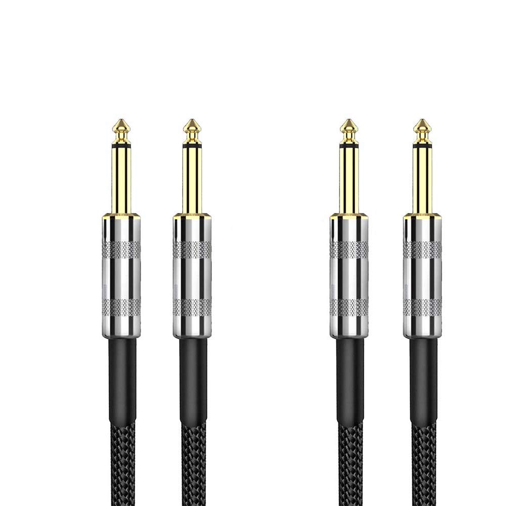 SOLUTEK 2 Pack Guitar Cable 10 ft, Strain Relief Instrument Cable, Gold-Plated Electric Bass,AMP Cord in Braided Jacket (1/4 Quarter Inch TS Straight),Durable Noiseless Clear Tone Guitar Cord.