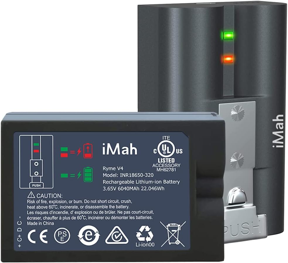 iMah Rechargeable Battery for Ring Stick Up Cam Battery (2nd & 3rd Gen), Ring Spotlight Cam Battery, Ring Video Doorbell 2/3/4/3Plus Battery V4 5F53E9, 1-Pack