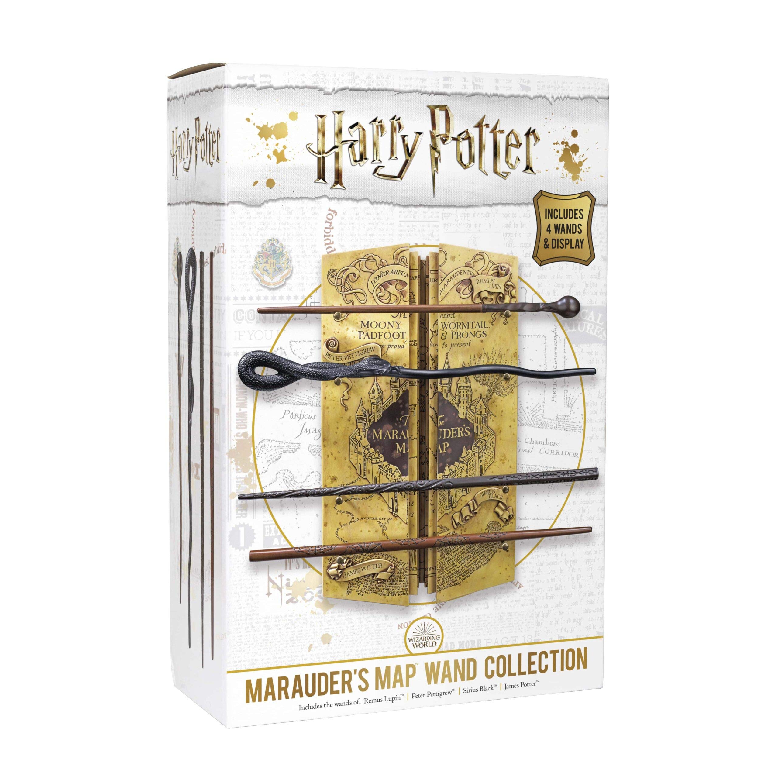 The Noble Collection Harry Potter Marauders Wand Set with Display Stand - 31.5in (43cm) 4 Wizard Wands with Marauders Map Display Stand - Officially Licensed Film Set Movie Props Wands Gifts