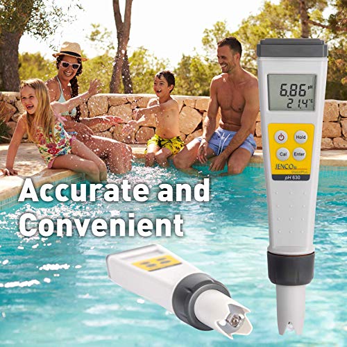 JENCO pH630F Digital pH Thermometer & Water Quality Tester for Drinking Water, Pool, Spa and Aquarium, Professional lab Quality, pH 0.01