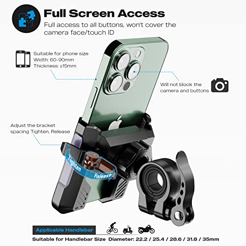 visnfa New Upgraded Bike Phone Mount Holder Two Connectors Quickly Lock and Release,360°Rotatable Bicycle Motorcycle Scooter Accessories Handlebar Phone Clip Suitable for 4.0"-7.0" Smartphone (Purple)