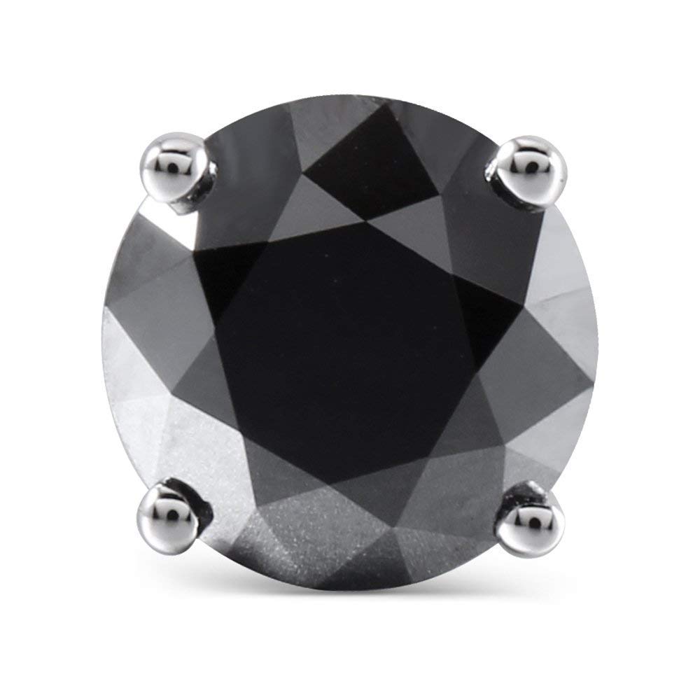 DovEggs 10K White Gold Post 2CTW 6.5MM Black Moissanite Simulated Diamond Stud Earrings Push Back 14K Gold QUALITY Sterling Silver Moissanite Earrings for Women Men