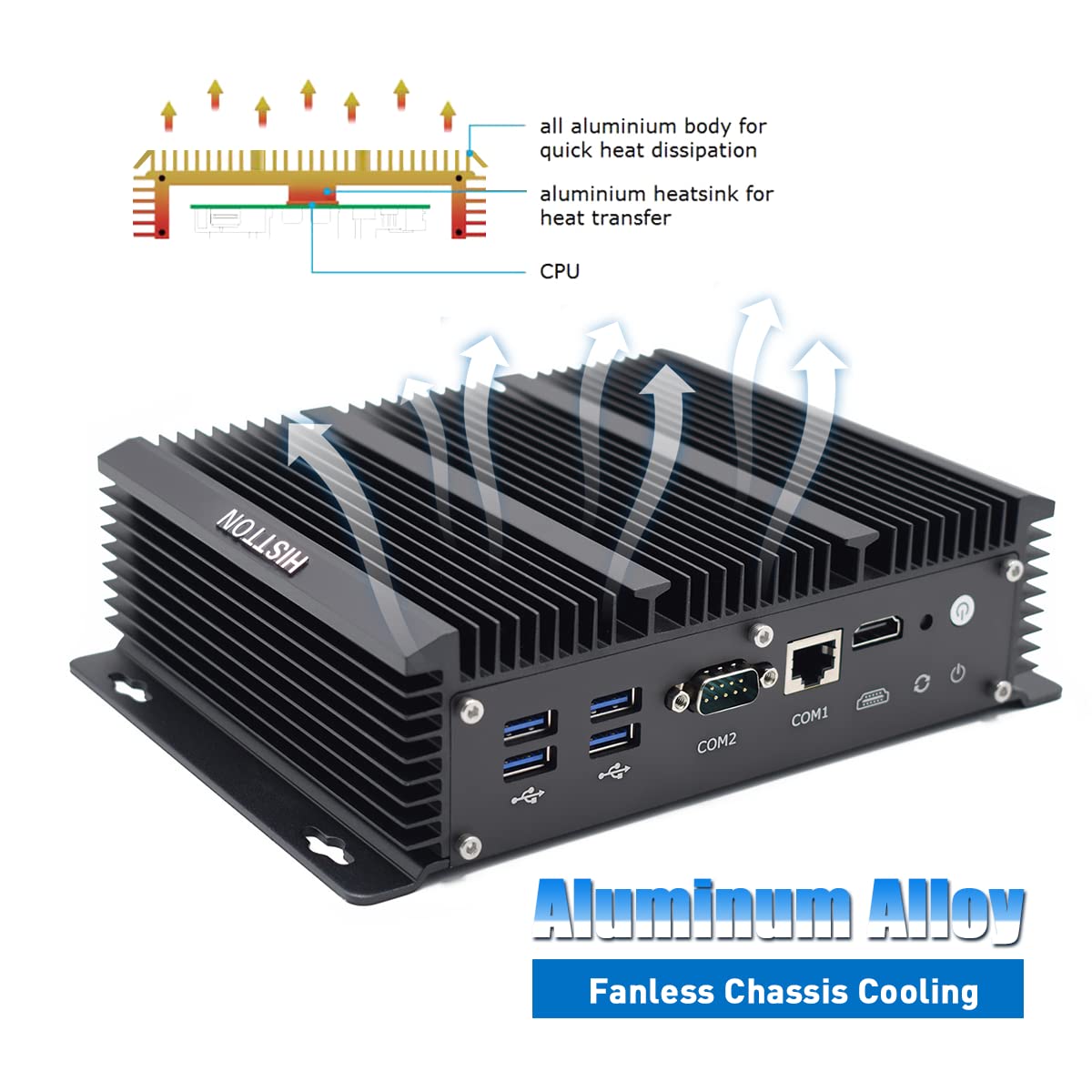 HISTTON Mini PC Firewall Router, 6 NIC Firewall 2.5GbE, Fanless Mini PC Core i3-8140U 16GB DDR4 256GB SSD, Hardware Firewall for Networks/Gateway Router, Mini Desktop Computer, RS232 COM/USB3.0/HD