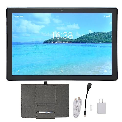DAUZ FHD Tablet, 10.1 Inch Tablet 5.0 2 in 1 8MP Front 16MP Rear with Keyboard for Home (US Plug)
