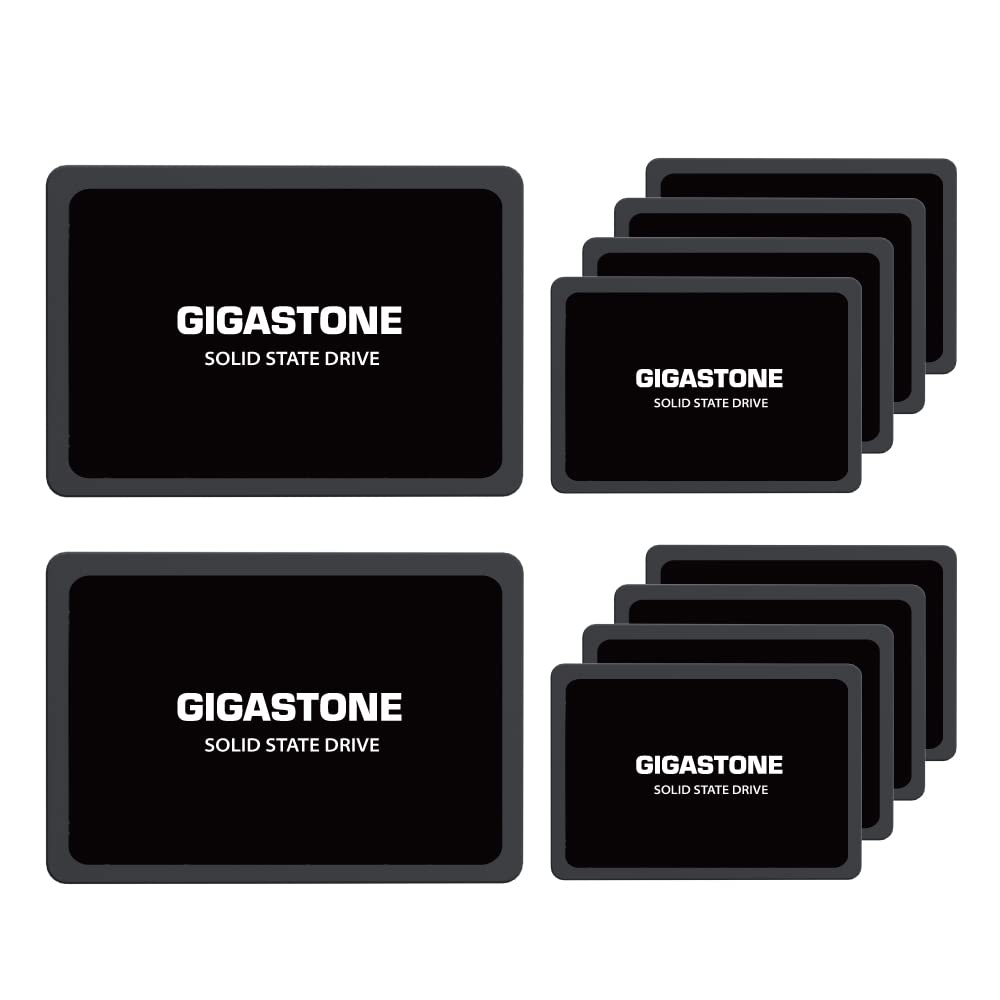 Gigastone SATA SSD 250GB (10-Pack) 2.5 inch SSD 500MB/s Upgrade Laptop PC Memory and Storage PS4 HDD Replacement 2.5" Internal Solid State Hard Drives SATA III SLC Cache 3D NAND Increase Performance